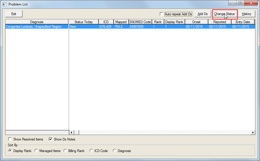 Change Diagnosis Status