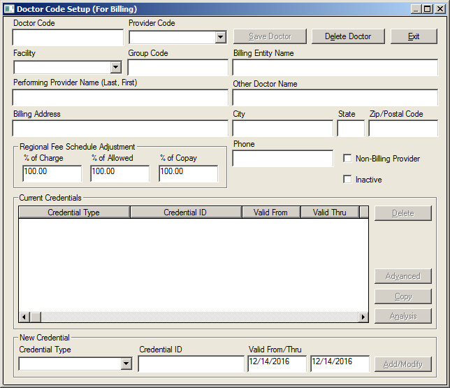Demographics Setup Tables