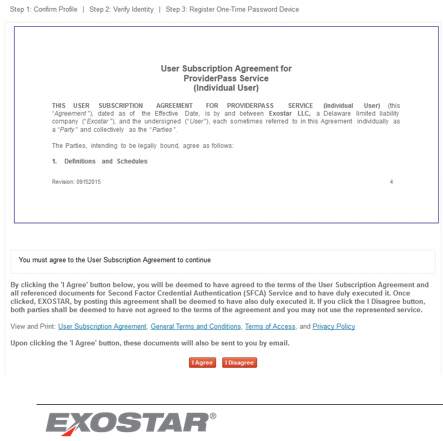 IDENTITY PROOFING WITH EXOSTAR