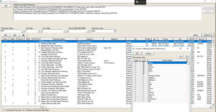 11 – SELECT A PHARMACY FROM A PATIENT CHART