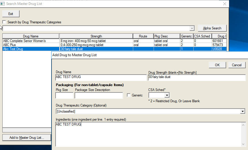 20 – ADD AND DELETE MEDICATION IN THE DRUG MASTER LIST