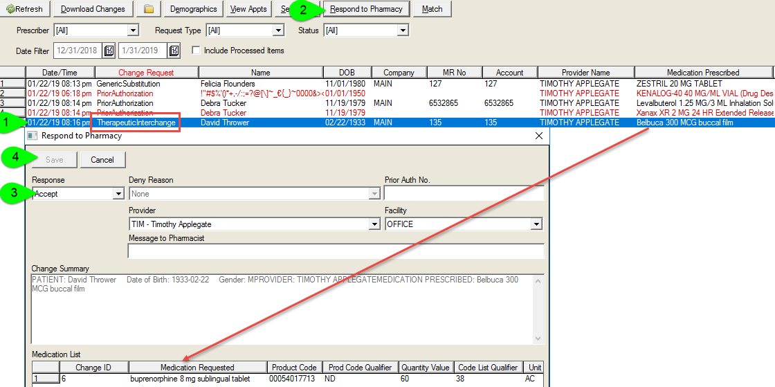 25 - RX CHANGE STATUS