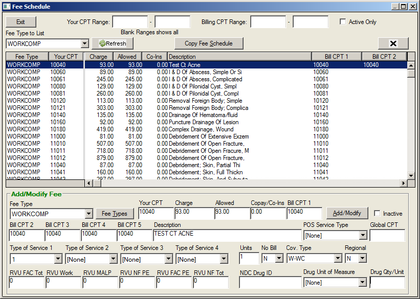 Billing Setup Tables
