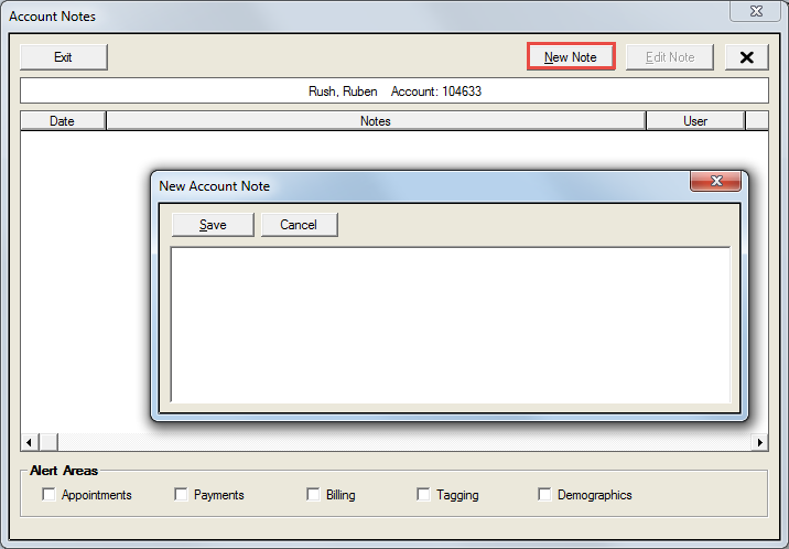Add Notes to Patient Account