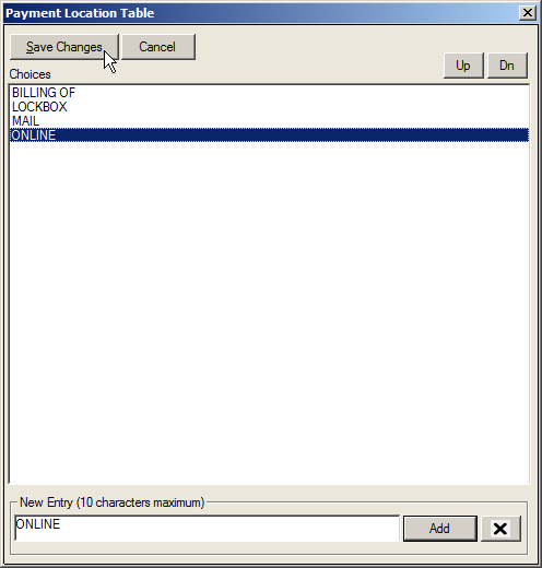 Billing Setup Tables