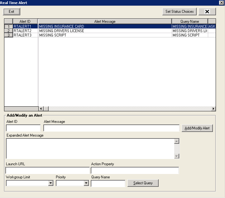 Clinical Setup Tables
