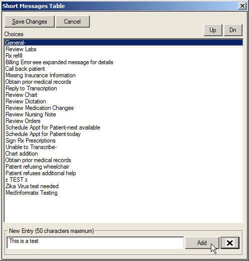 Clinical Setup Tables